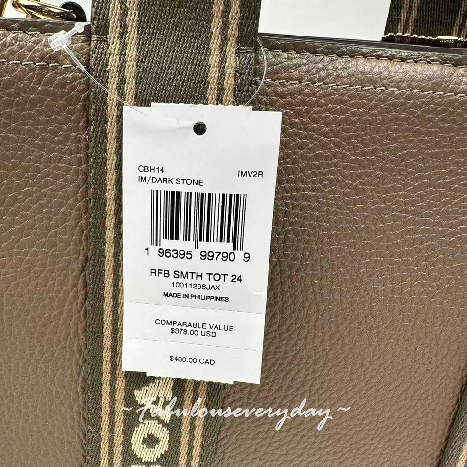 Coach Smith Tote Bag 24 Crossbody In Leather/Gold/Dark Stone CBH14 NWT ...