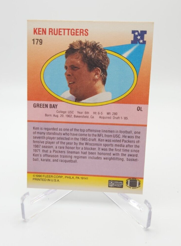 Ken Ruettgers - Fleer - 1990 - Green Bay Packers - #179 | eBay