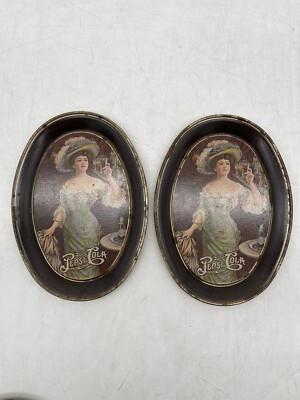 Lot of 2 Vintage Pepsi Cola Mini 6" Tin Serving Tip Tray Victorian ...