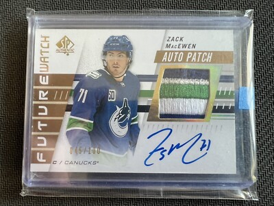 2019-20 UD SP Authentic Zack MacEwen Future Watch Auto Patch /100 #170 ...