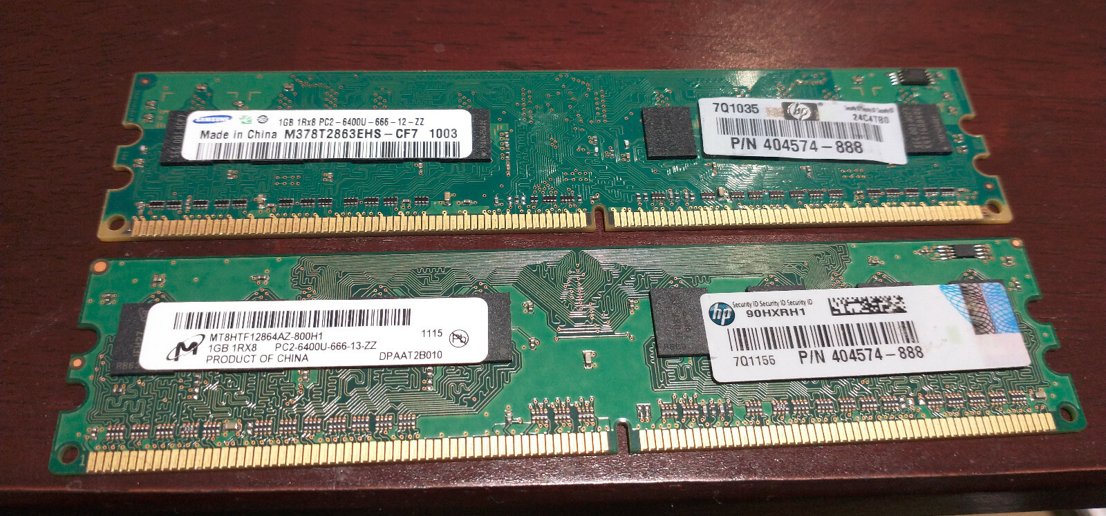 HP 404574-888 MEMORY KIT (2X1GB) PC2-6400U-666 - 2GB TOTAL - DDR2 RAM ...