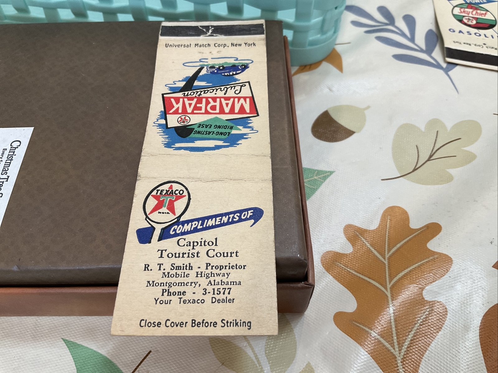 Vintage Matchbook Cover Texaco Marfax Capitol Tourist Court Montgomery ...