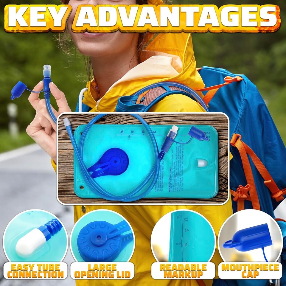 Leak Proof Water Bladder for Hiking Backpack 1 Liter Hydration Bladder ...