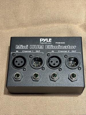 Pyle PHE400 Mini Hum Eliminator Black Two-Channel Compact Noise Filter ...