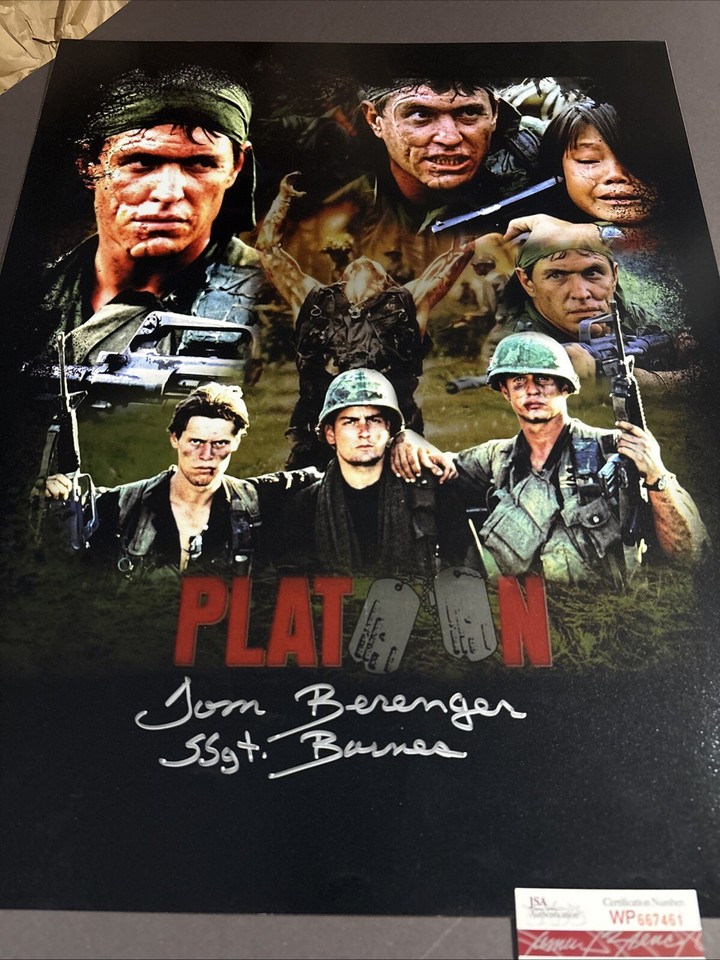 Tom Berenger Autographed 16X20 Photo - Platoon - W / SSgt Barnes - JSA ...