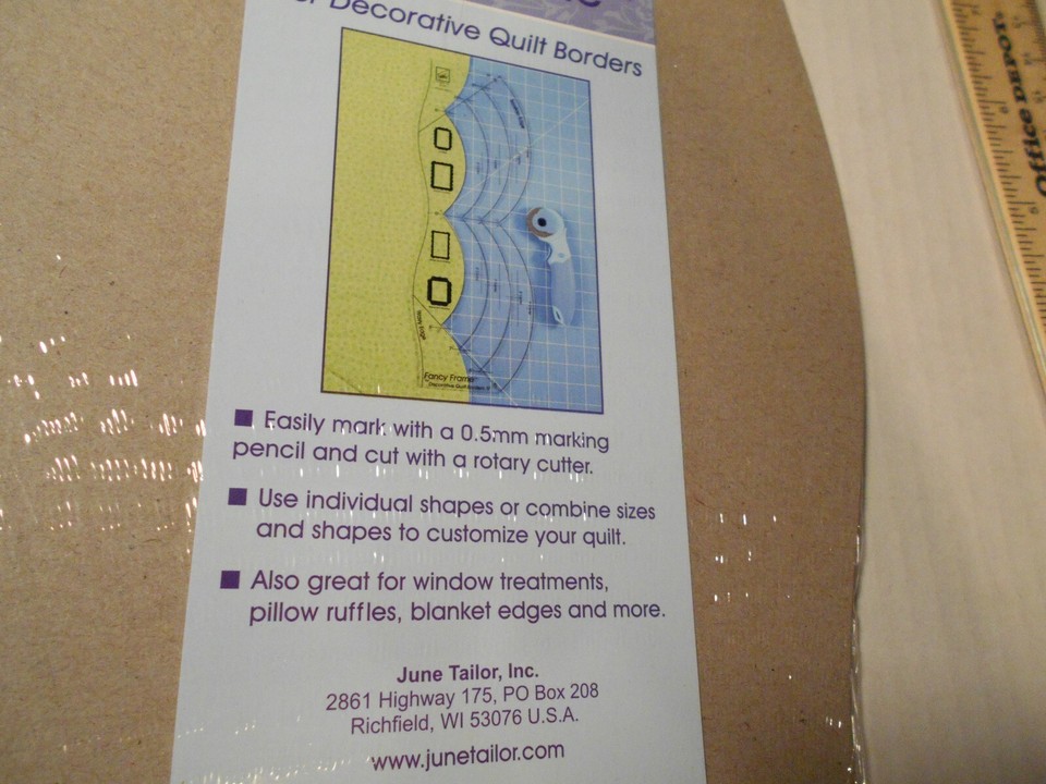 USA Made June Tailor 18" Fancy Frame Ruler For Decorative Quilt Borders ...