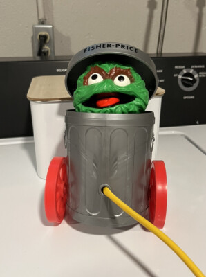 Vintage Fisher Price Sesame Street Oscar The Grouch Pop Up Garbage Can ...
