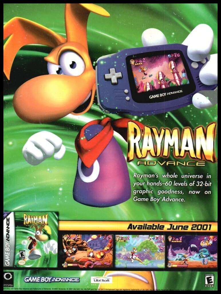 Rayman Advance 2001 Nintendo-print ad / mini-poster-Game room,man cave ...