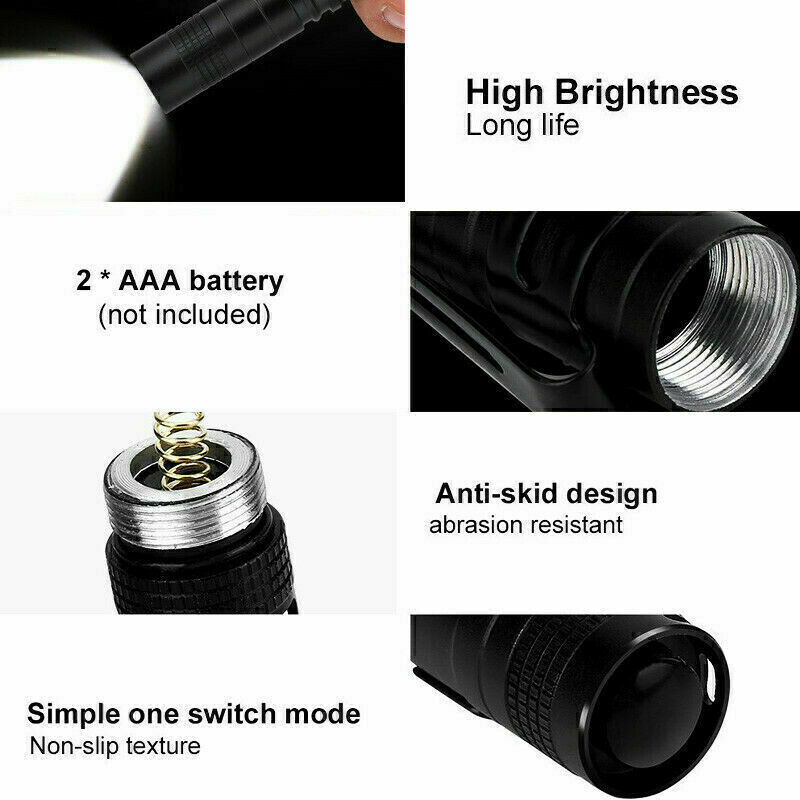 2PCS Mini Small Torch Super Bright LED Flashlight Penlight with Clip ...