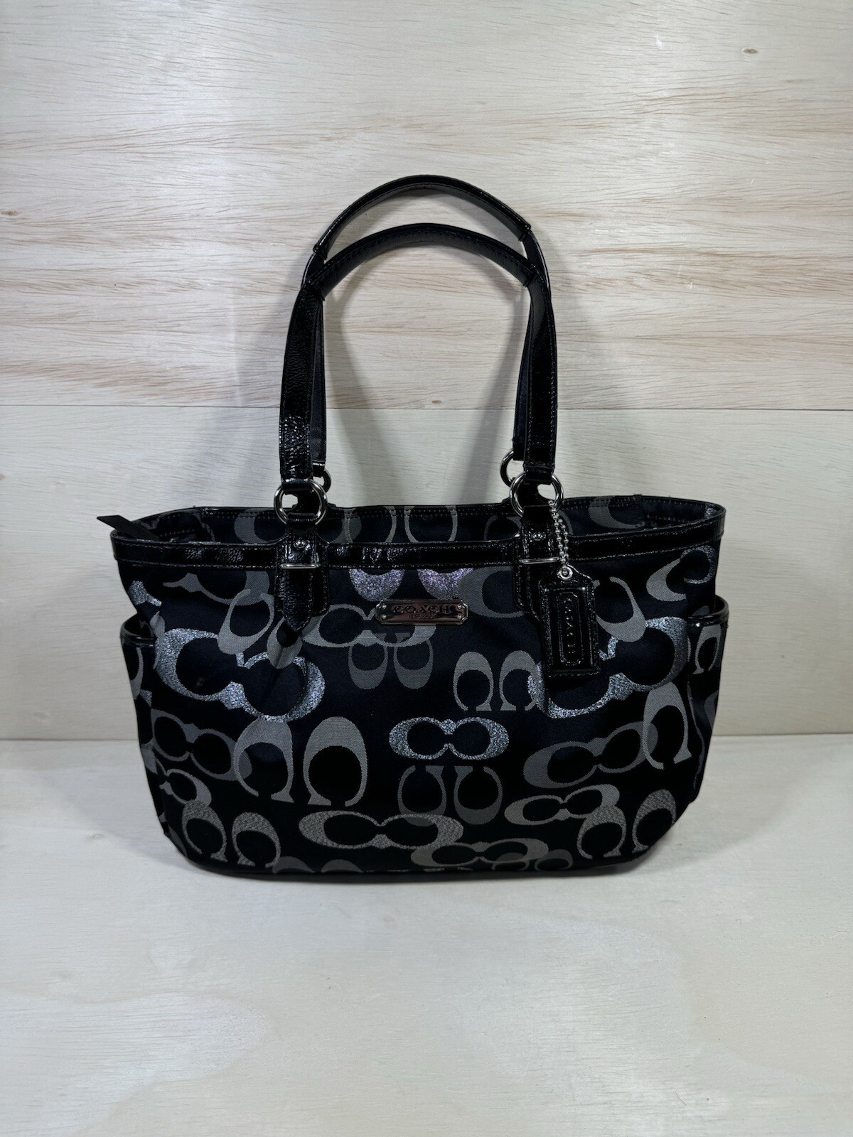 Coach Bag Black and Silver Purse Shoulder Handbag 1281-f19664 EUC | eBay