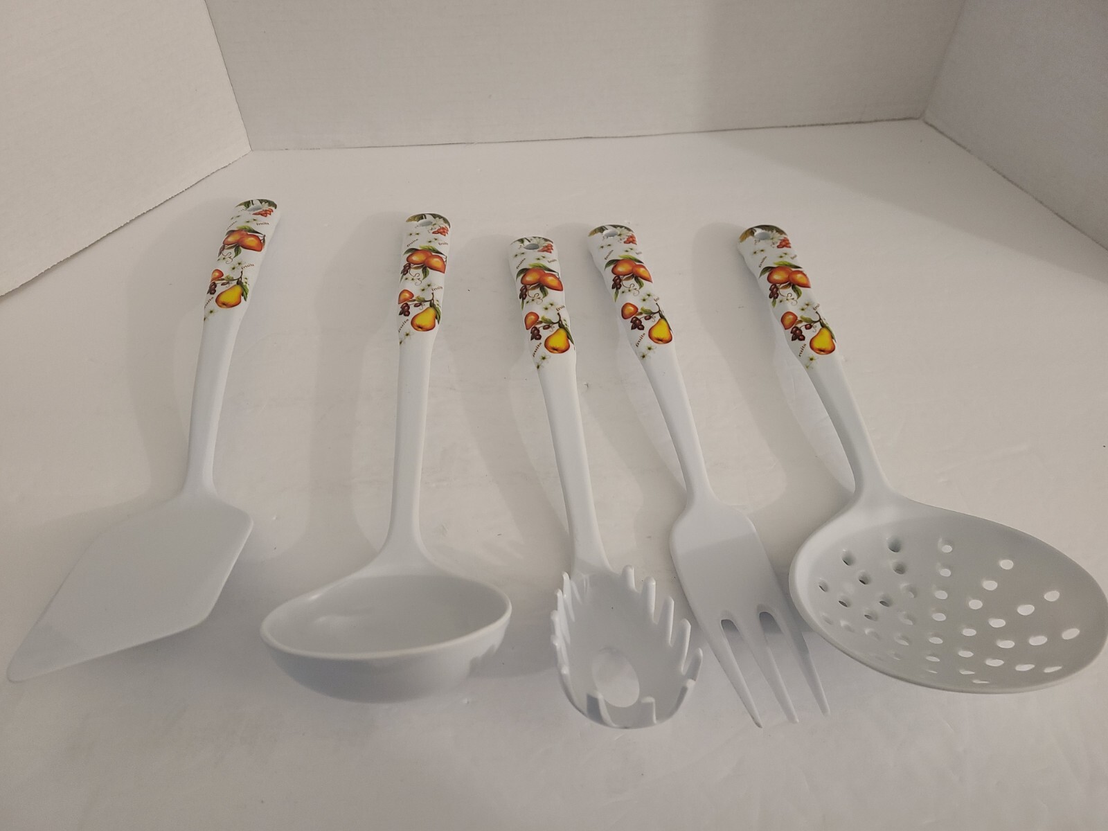 5 Pc Melamine Ware Kitchen Utensils Set, White - FRUIT COLLECTION | eBay