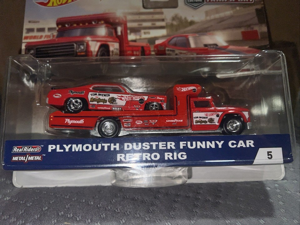 2018 Hot Wheels Team Transport Plymouth Duster Funny Car Retro Rig New ...