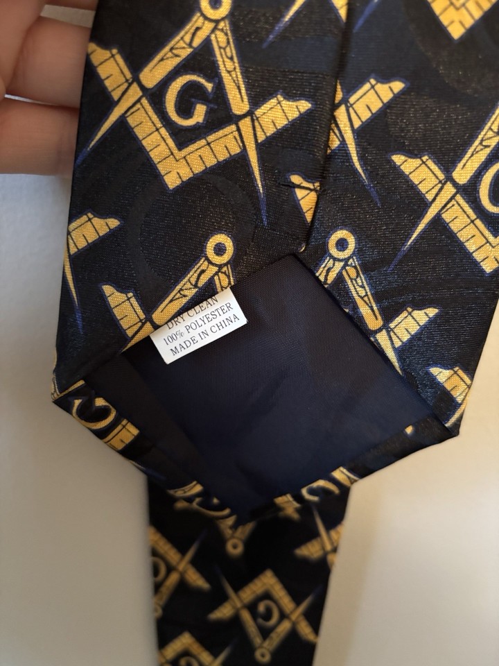 Masonic Freemason Square And Compass Neck Tie Black Gold | eBay