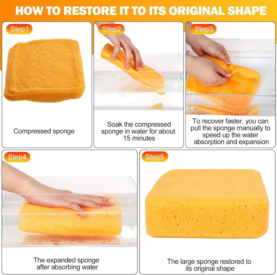 Large Yellow Sponges 24 Pack: Car Wash, Cleaning Dishes, Tile | eBay