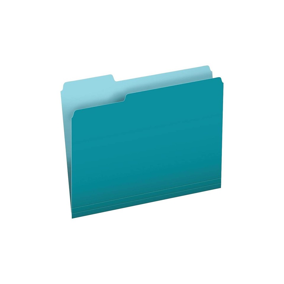 Pendaflex Colored File Folders 1/3 Cut Top Tab Letter Teal/Light Teal ...