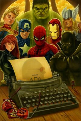 Marvel Comic Book Characters Visionary Writer Stan Lee Tribute Fine Art ...