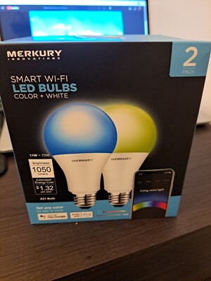 Merkury Innovations A21 Smart Wifi LED Bulbs Color+White 2 Pack | eBay
