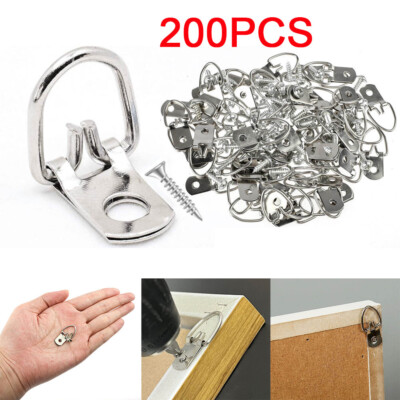 200Pcs Metal D Ring Picture Frame Hangers with Screws Photo Hanging ...