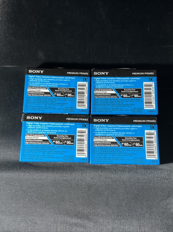(4) Sony DVC Digital Video Cassette Premium MiniDV Tape SP 60 LP 90 New ...