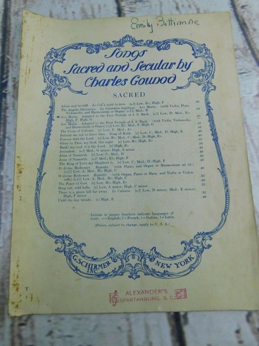 Vintage Ave Maria Songs Sacred and Secular by Charles Gounod Sheet ...