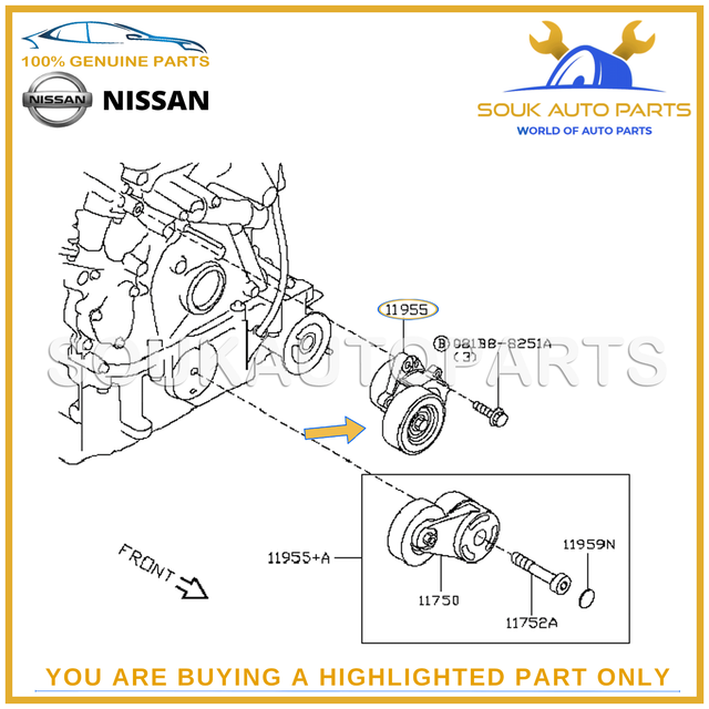 Infiniti Nissan OEM 11-13 M56-serpentine Tensioner 119551CA0A for sale ...