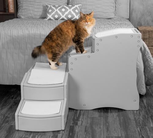 Easy Step Bed Stair for Cats/Dogs, Adjusts to Either Side of Bed ...