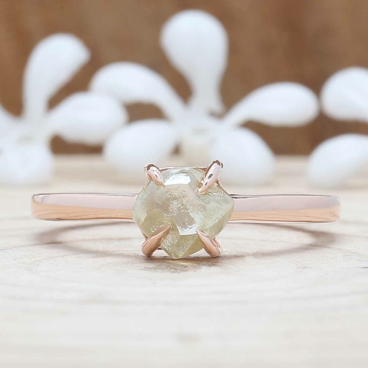 Rough Cut Diamond Ring Raw Diamond Highest And Aquamarine Engagement