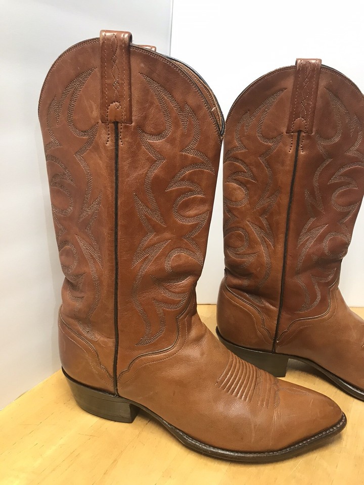 El Dorado Handmade Western Coyboy Boots Cognac Brown Leather Mens 9.5 D ...