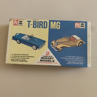 Vintage 1962 ITC midget Models T-Bird & MG 2 Complete Midget Model Kits ...