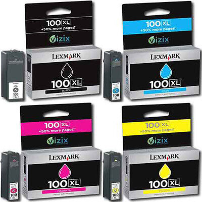 Lexmark 100XL Genuine Ink cartridge set of 4 100 XL Black Cyan Magenta ...
