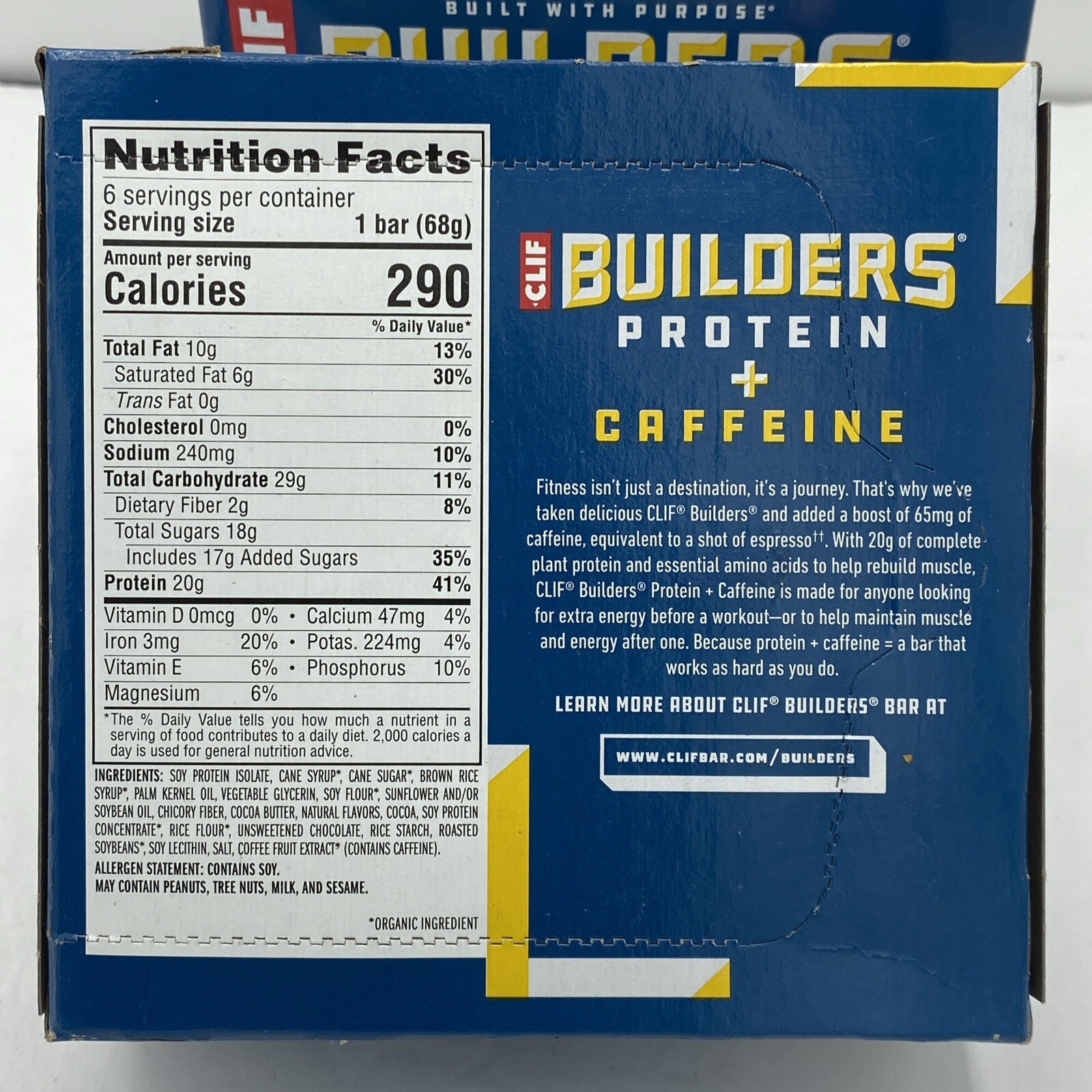 12 Cliff Builders Protein Caffeine Chocolate Chip Cookie Dough Caff ...