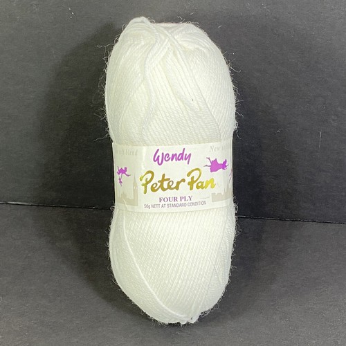 Wendy Peter Pan Yarn 4-Ply White # 300 Dupont Acrylic / Nylon Blend 50g ...