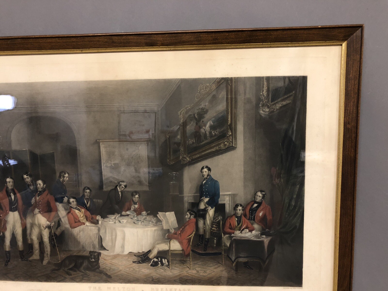 The Melton Breakfast Hand Colored English Fox Hunting Engraving 26” X ...