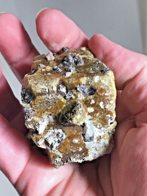 Vesuvianite, larger blocky crystal, some Grossular, Siera de las Cruces ...