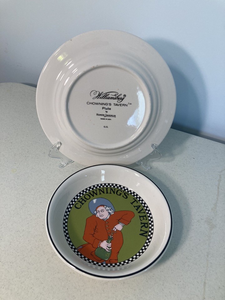 Homer Laughlin Williamsburg "CHOWNING'S TAVERN" 9" plate/7" soup bowl ...