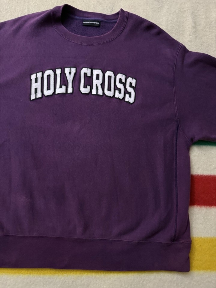 Custom 1:1 Vintage Champion Holy Cross Crusaders Jesus SunFaded ...