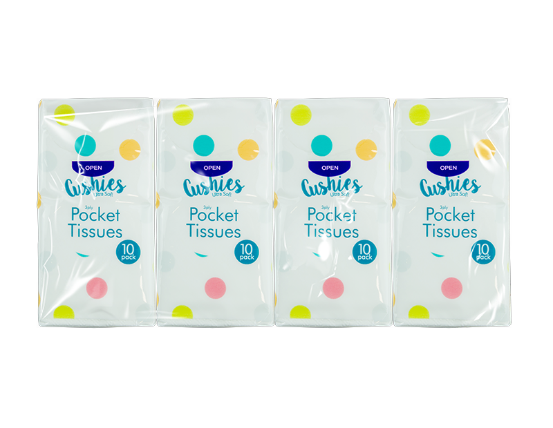 8 PACK POCKET TISSUES Facial Make Up Soft 3 Ply Strong 10s Handy Travel ...