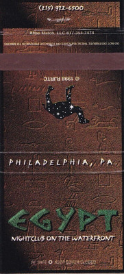 Egypt Nightclub Philadelphia Pennsylvania Camel Cigarettes Matchbook ...