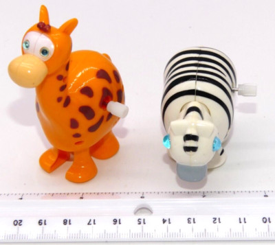 Lot of 2 Windup Animal Figure Toy Figurine Giraffe Zebra | eBay