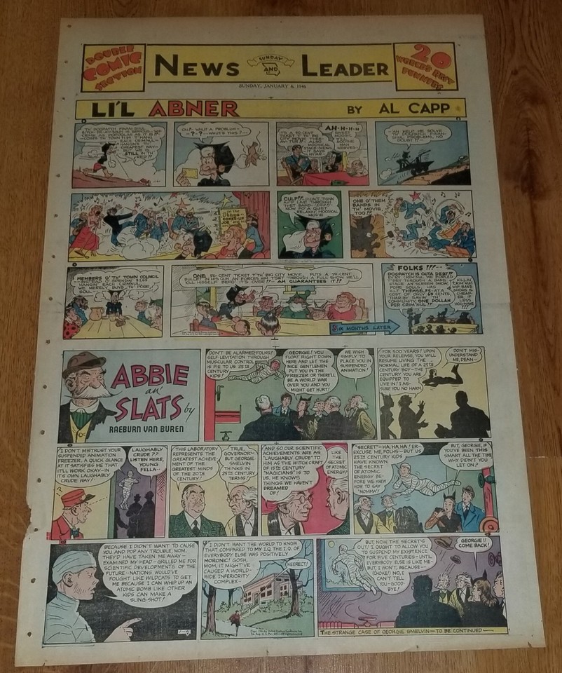 Lot of (51) 1946 SUNDAY COMICS Lil Abner Abbie and Slats comic page ...