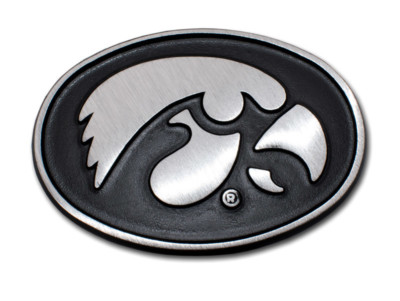 university of iowa tiger hawk hawkeyes logo black matte chrome auto car ...