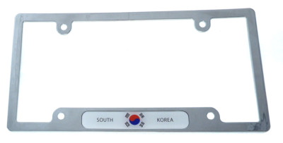 Korea South Flag car License Plate Frame chrome plated plastic tag ...