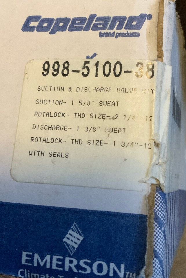 Copeland 998-5100-38 Suction & Discharge Valve Kit New | eBay