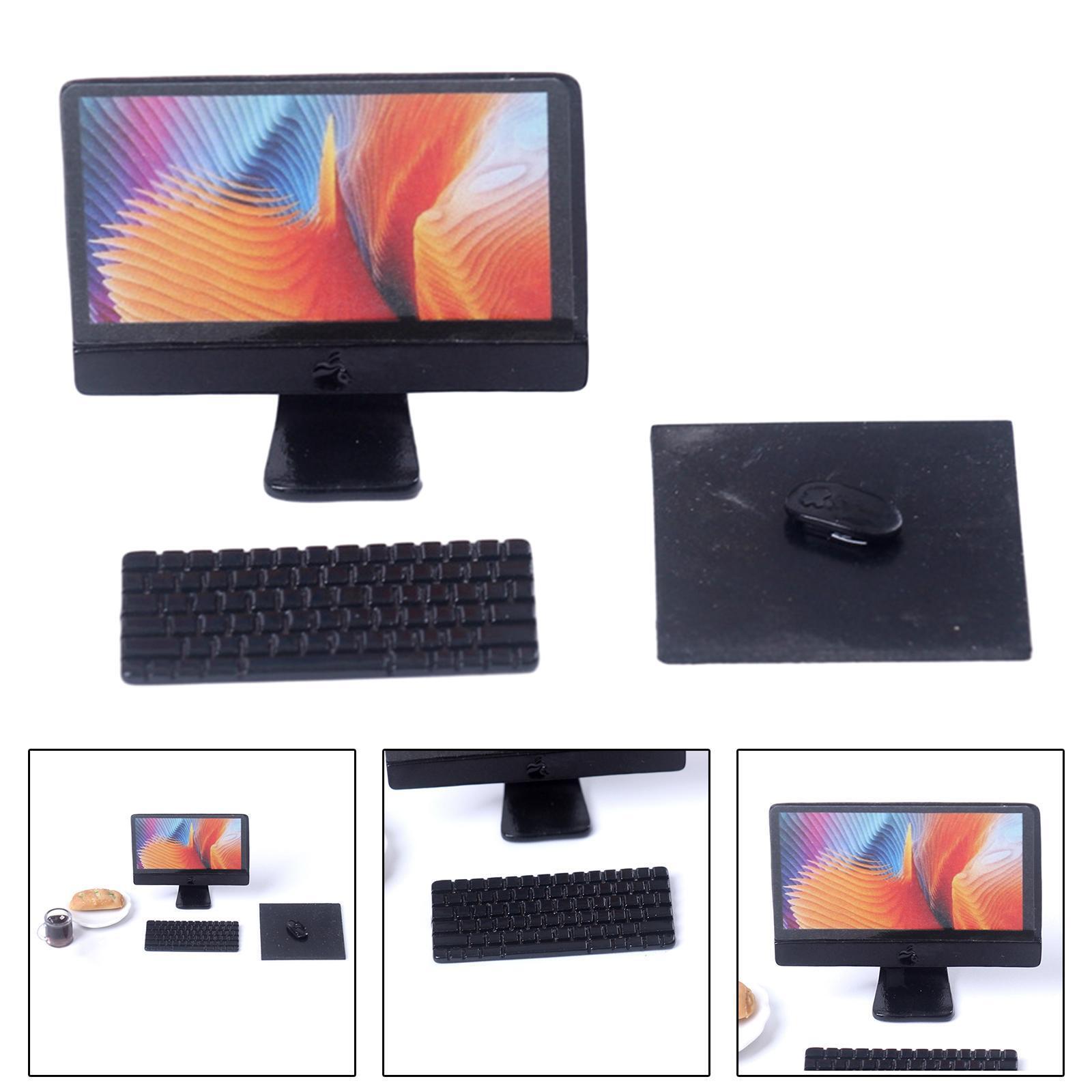 1:12 Dollhouse Desktop Computer Set Kids Pretend Play | eBay