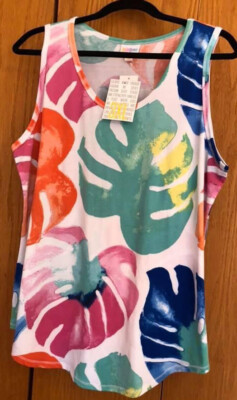 NWT LuLaRoe 3XL Tank Top-White w/Multicolored Tropical Leaves Original ...