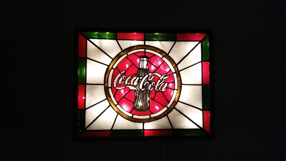 Coca Cola Inspired Sign Stained Glass Look Lighted Hand Painted | eBay