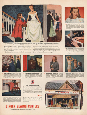 1946 Singer Sewing Centers: Its Divine Janie Vintage Print Ad | eBay