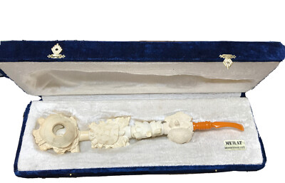 MURAT MEERSCHAUM 15” TURTLE PIPE HAND CARVED UNUSED BOXED MADE TURKEY ...