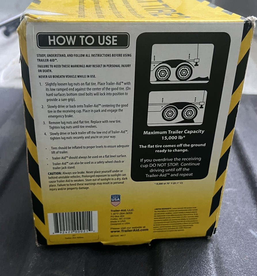 Trailer Aid Tandem Tire Changing Ramp Jack 4.5-Inch Lift, Yellow 15,000 ...