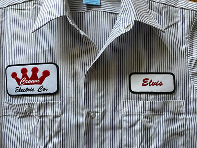 ELVIS CROWN ELECTRIC Mechanic WORK SHIRT Auto Kustom Rockabilly Punk CW ...
